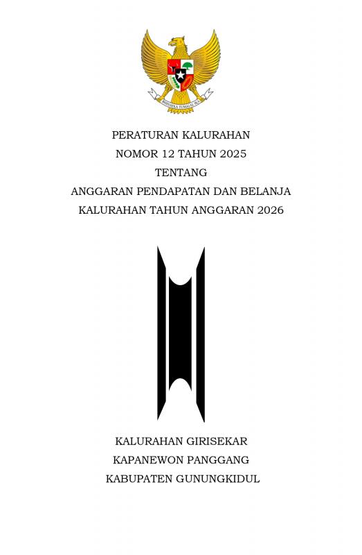 PERATURAN KALURAHAN NOMOR 12 TAHUN 2025 TENTANG APBKAL TAHUN ANG